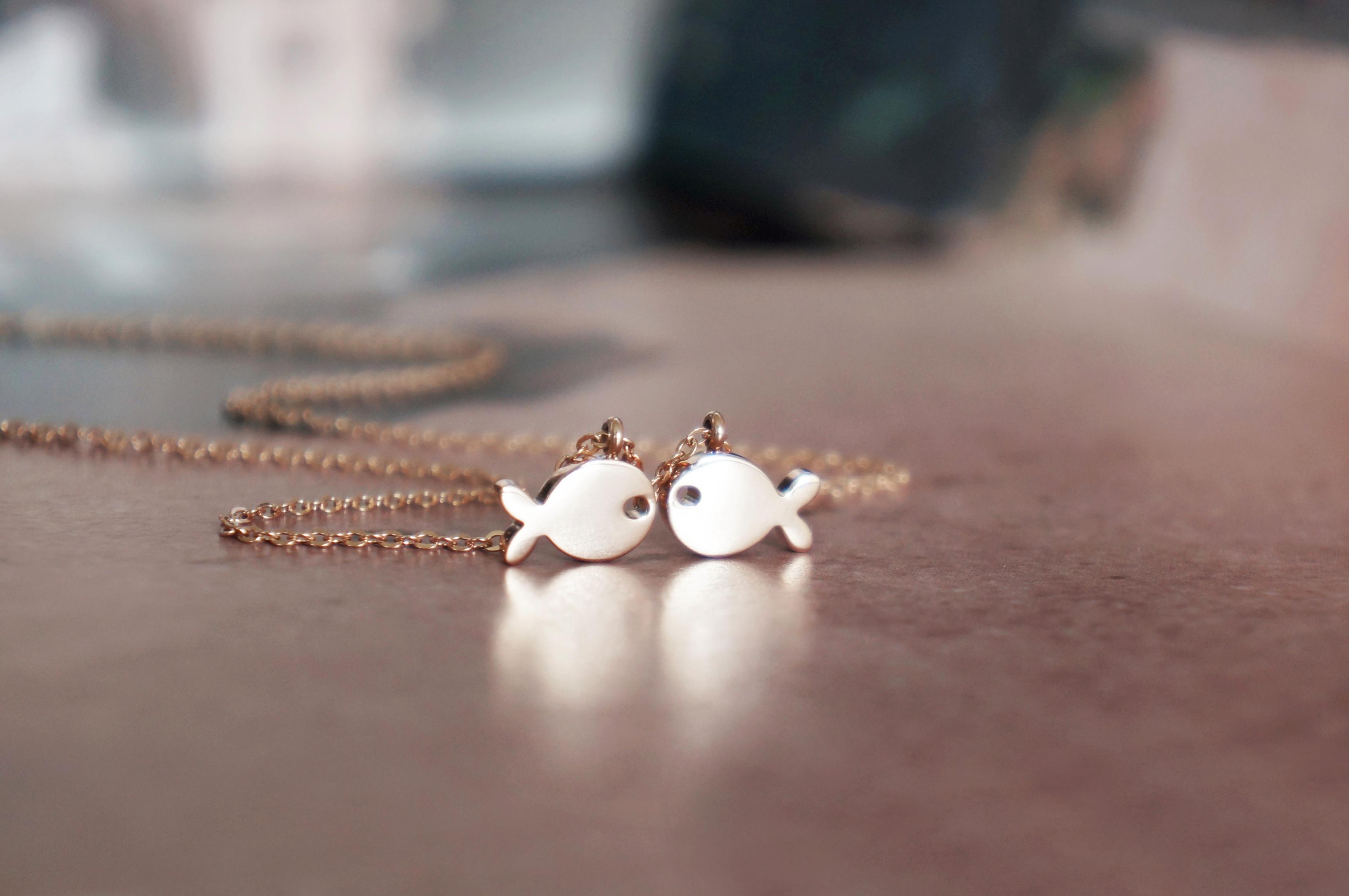 Pisces Fish Necklace - Rose Gold Titanium on Luulla