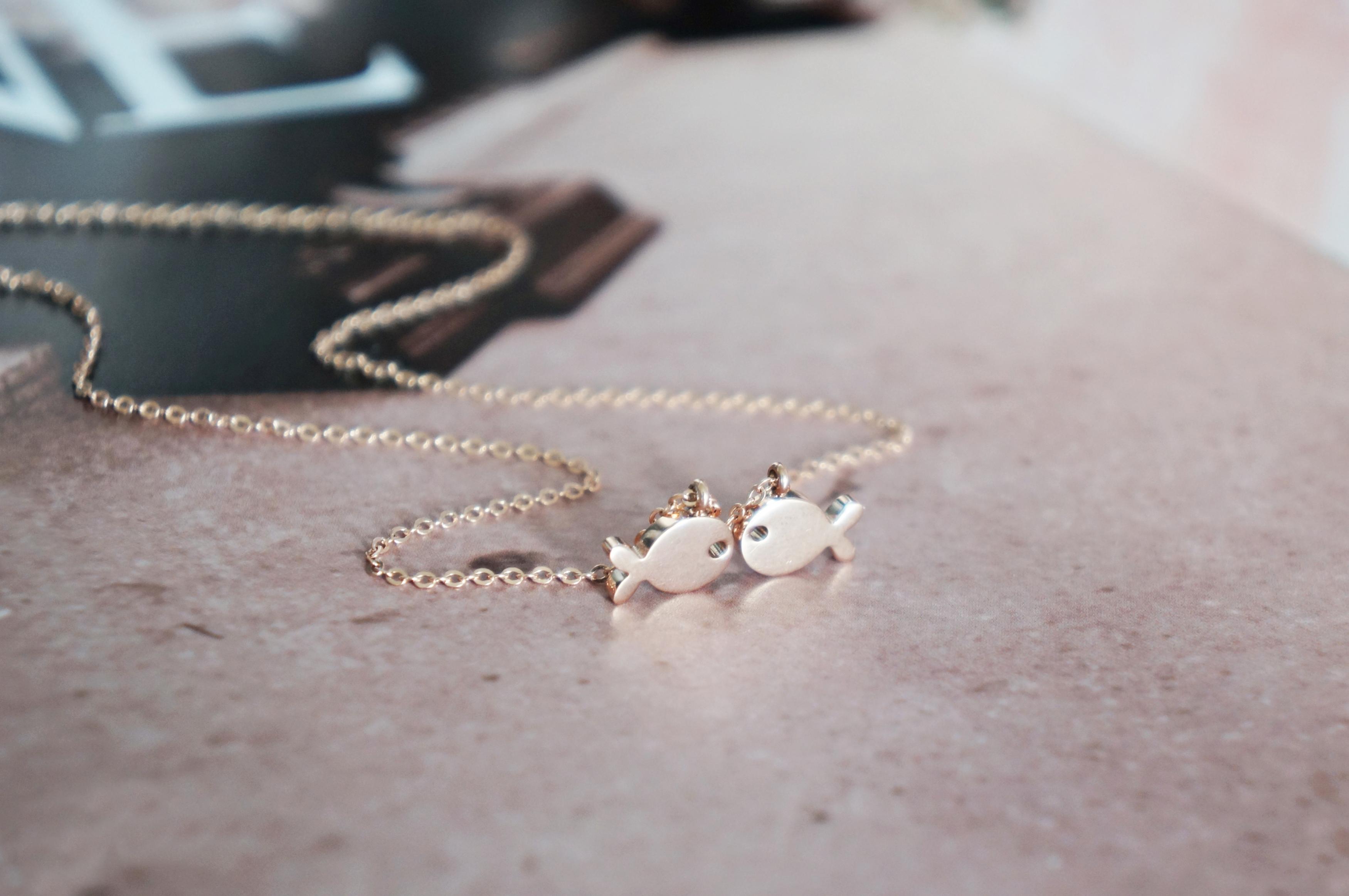 Pisces Fish Necklace - Rose Gold Titanium on Luulla