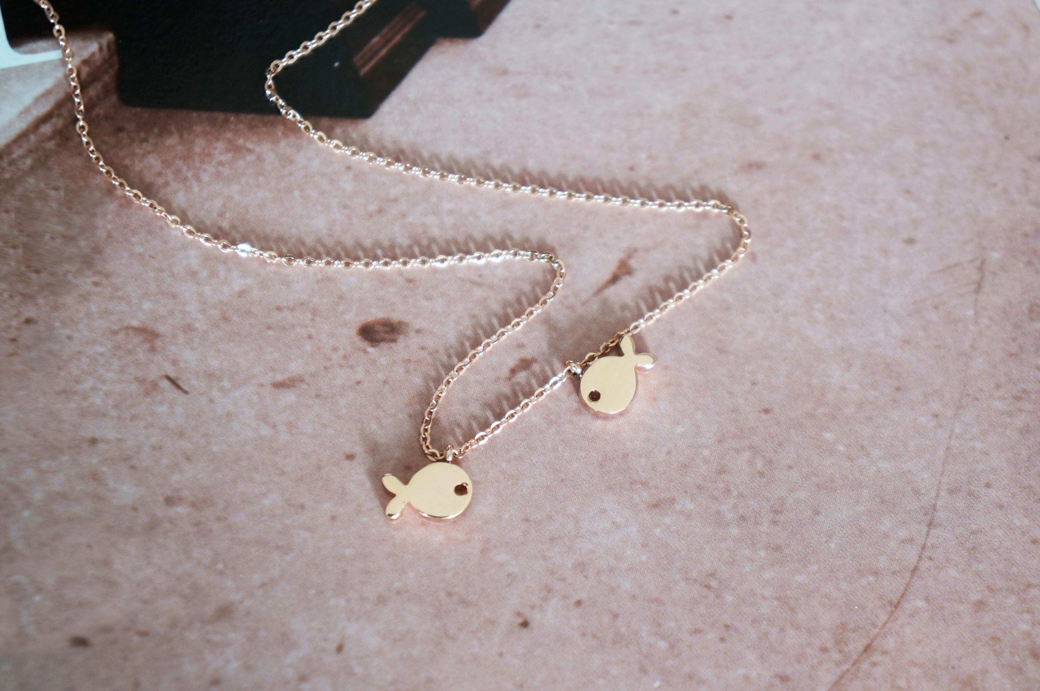 Pisces Fish Necklace - Rose Gold Titanium on Luulla